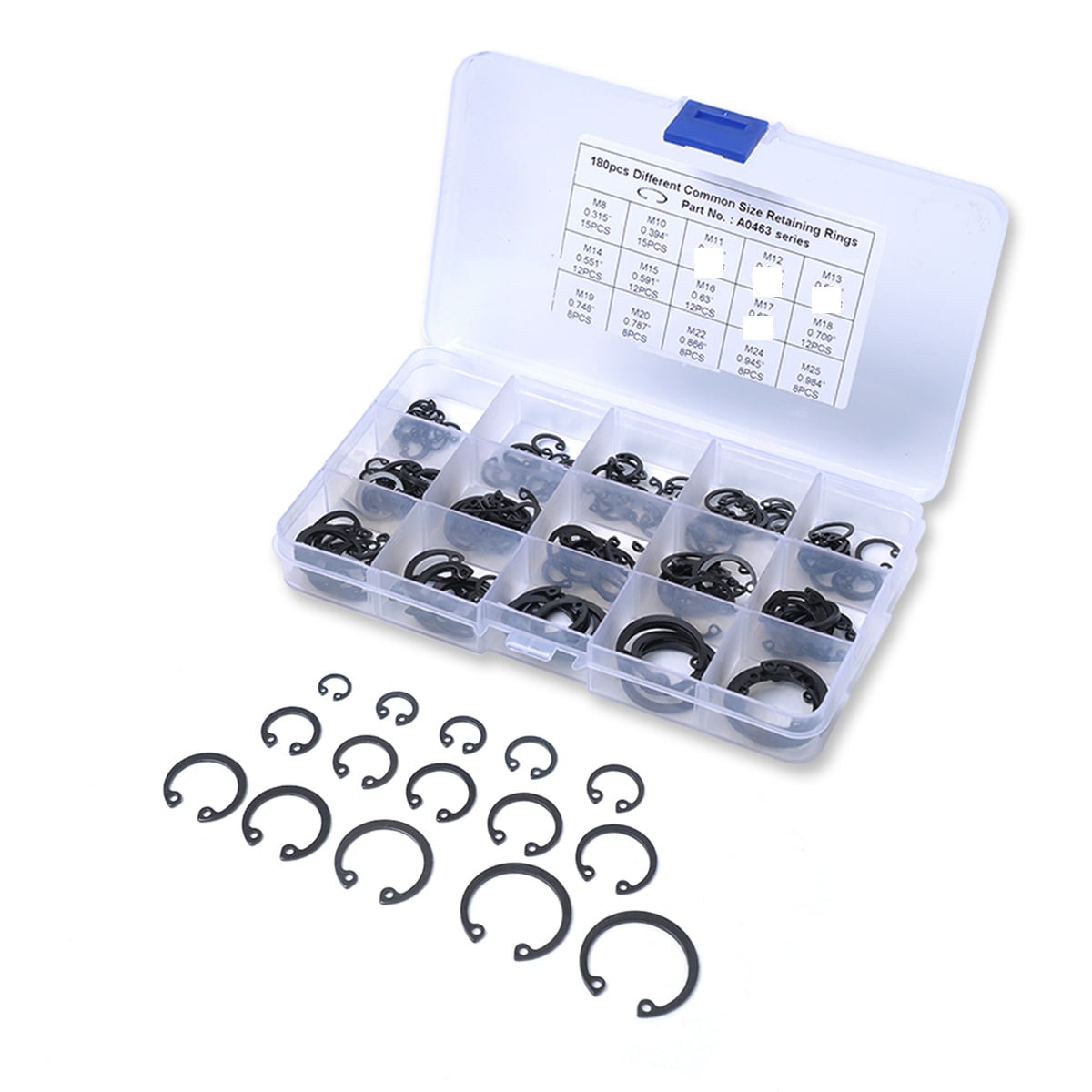 HOMEMAXS 180 in Snap Rings Assortment Kit Snap Ring Kit Set Black ...