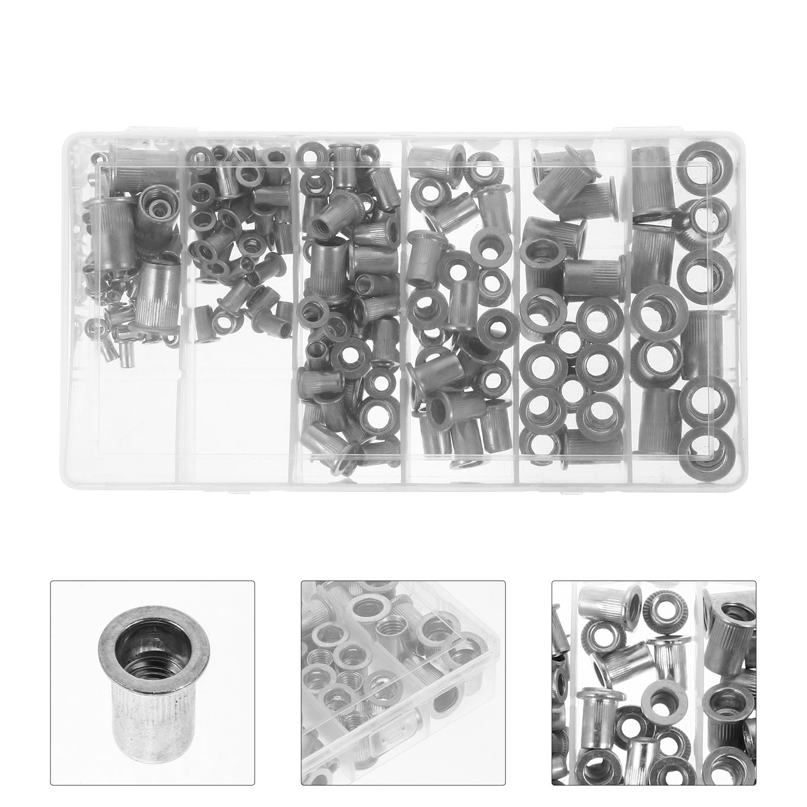 HOMEMAXS 190 Pcs Blind Rivet Nut Aluminum Nuts Threaded Inserts Silver ...