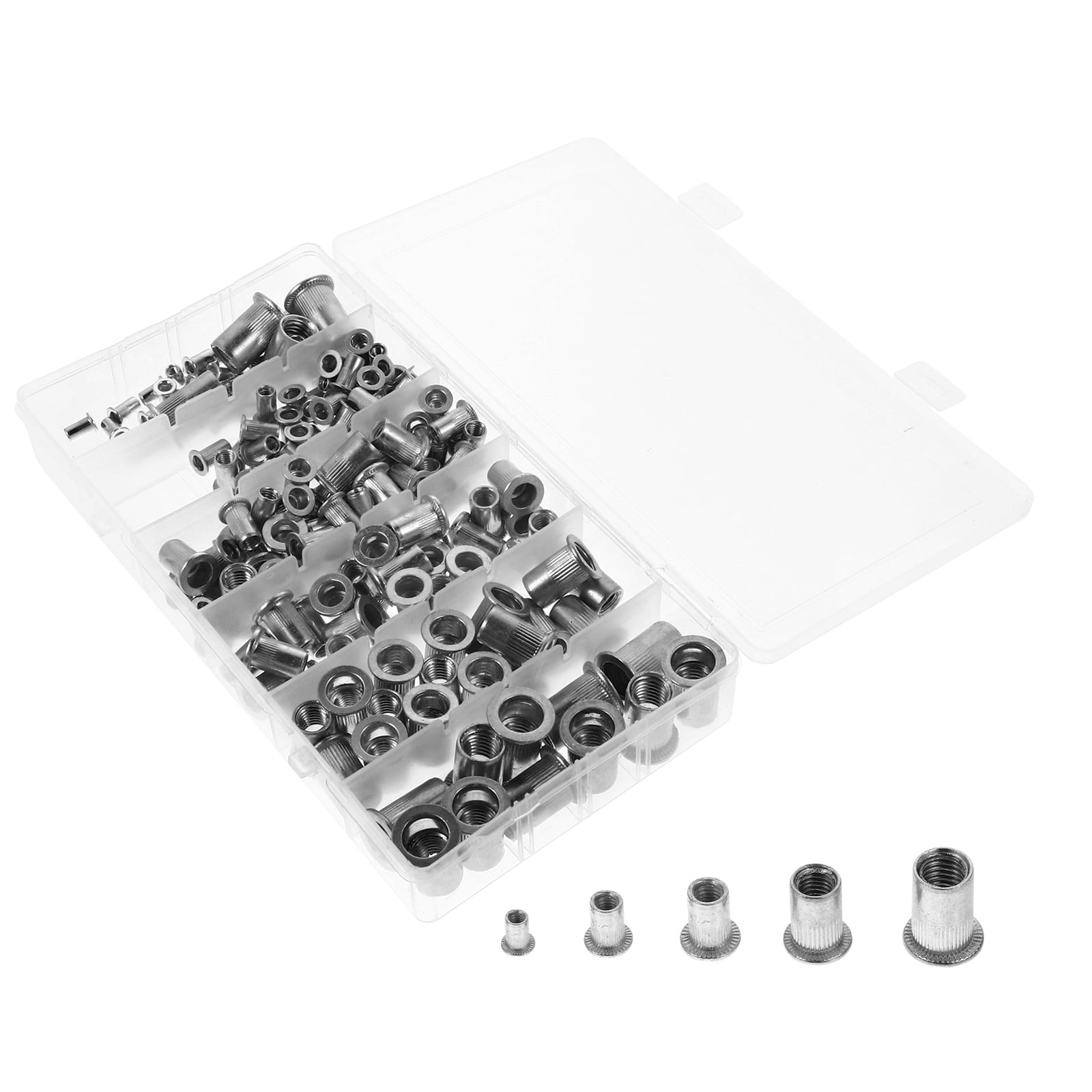 HOMEMAXS 190 Pcs Pull Cap Nut Flat Head Rivet Nuts Kit Assortment Silver - Walmart.com