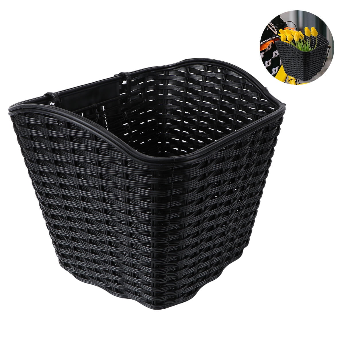 1Pc Electric Bike Plastic Basket Imitated Rattan Woven Basket With ...