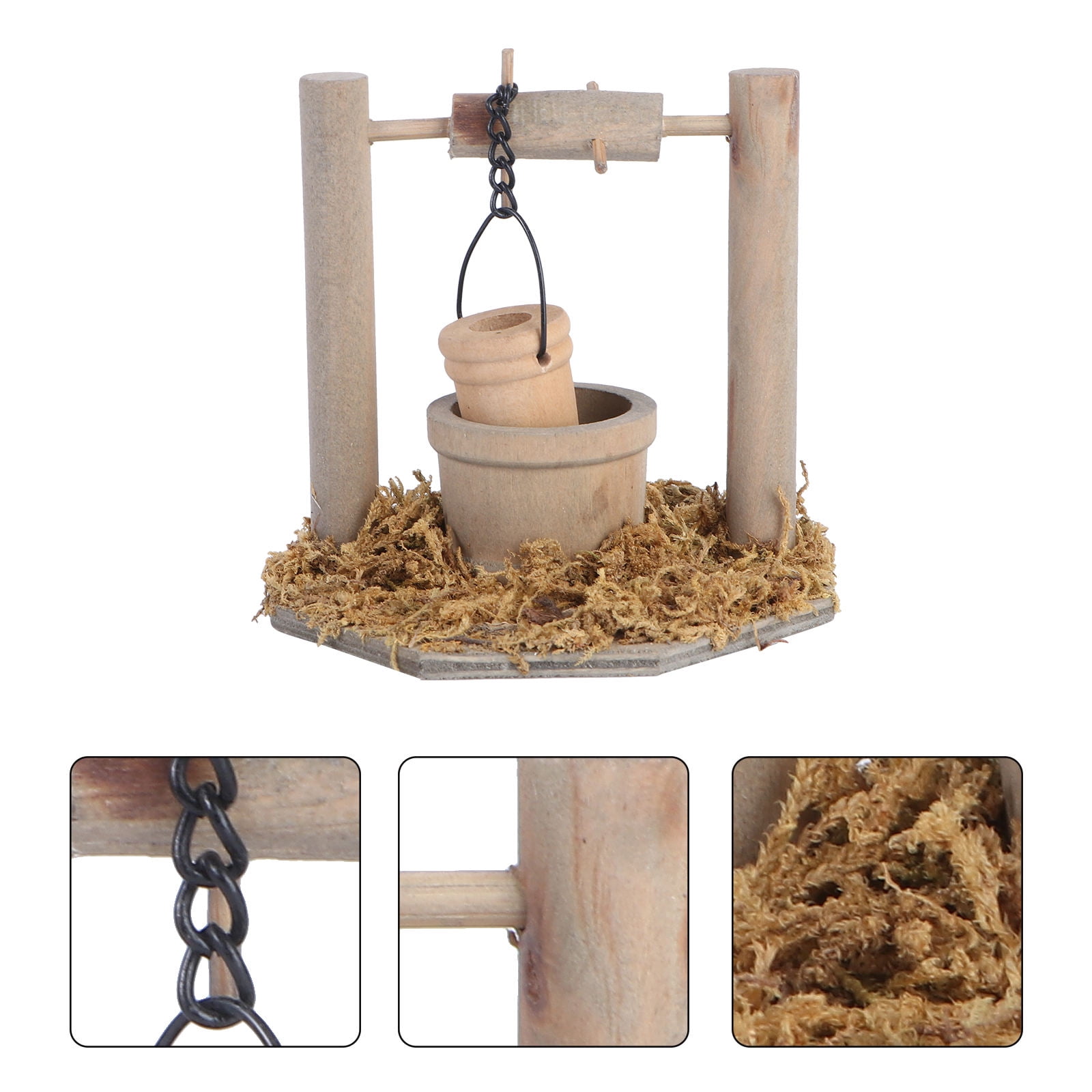HOMEMAXS 1Pc Micro House Landscape Decor Mini Wishing Water Well Model ...
