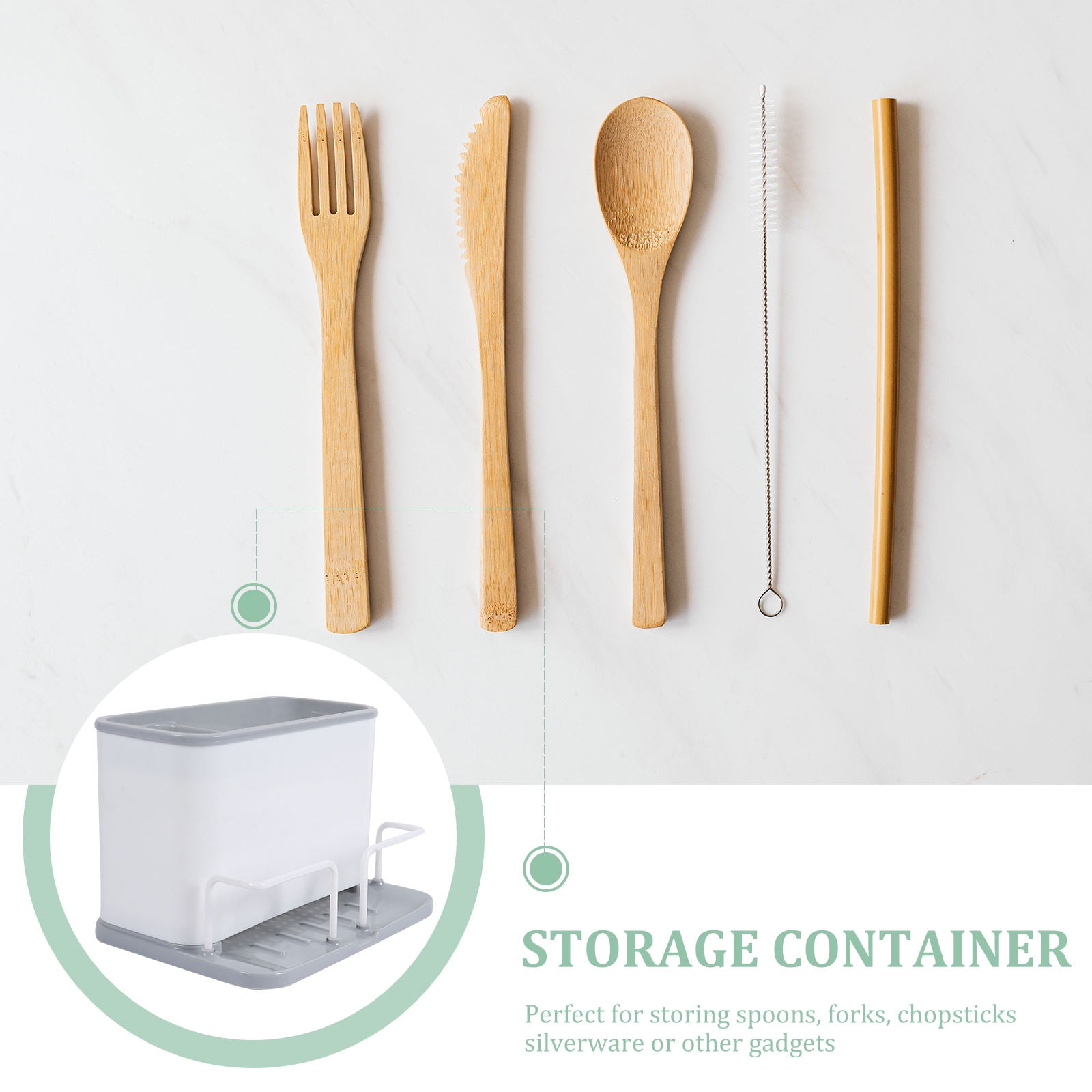 HAMPPLIES Kitchen Utensil Holder Grey PP 1Pack Classified Storage ...