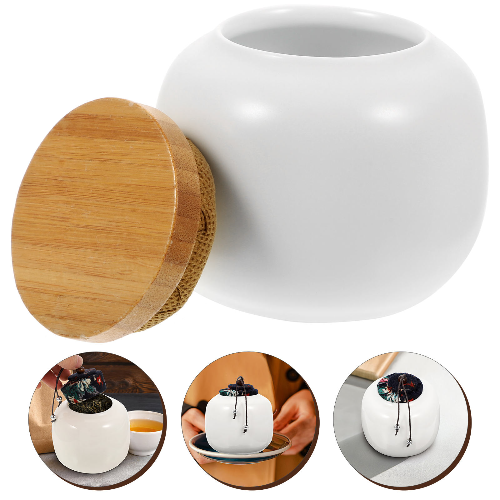 HAMPPLIES Ceramic Flour Container White 1Pack 3.14x3.14x3.14in ...