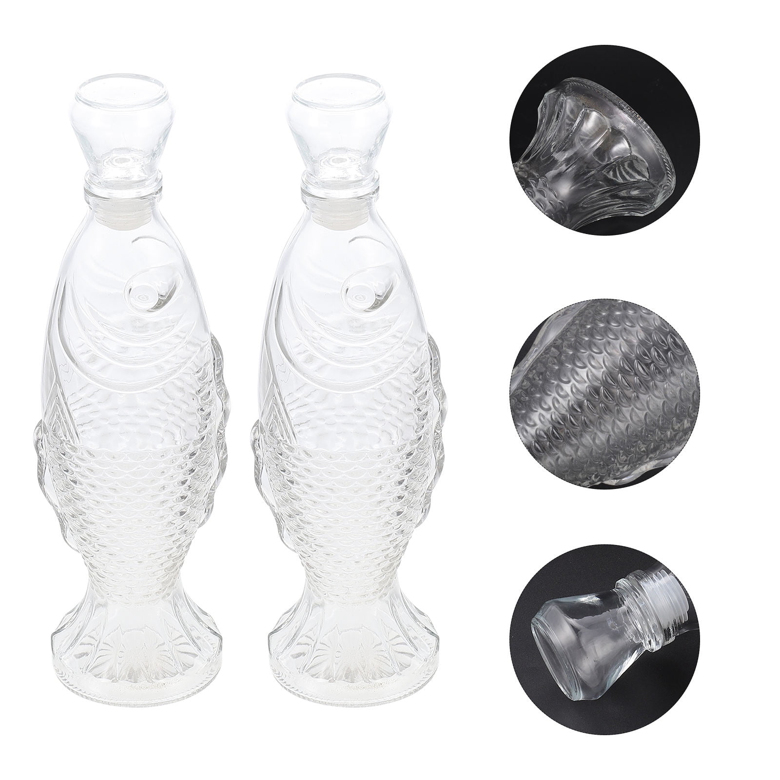 HOMEMAXS 2 PCS Apothecary Bottles Fish-Shaped Glass Living Room ...