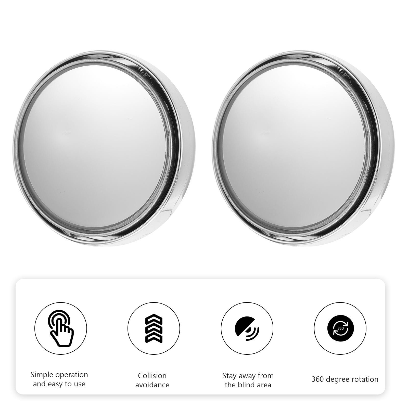 2 Pairs Car Mounted Back Side Format Mirrors Rotatable Car Blind Spot ...