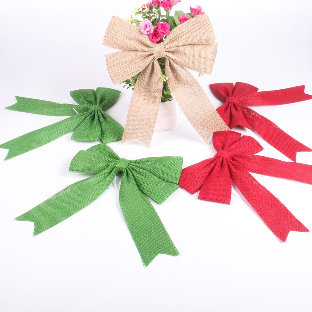 2 Pcs Burlap Bow Indoor Hessian Red Jute Bows Christmas Decor - Walmart.com