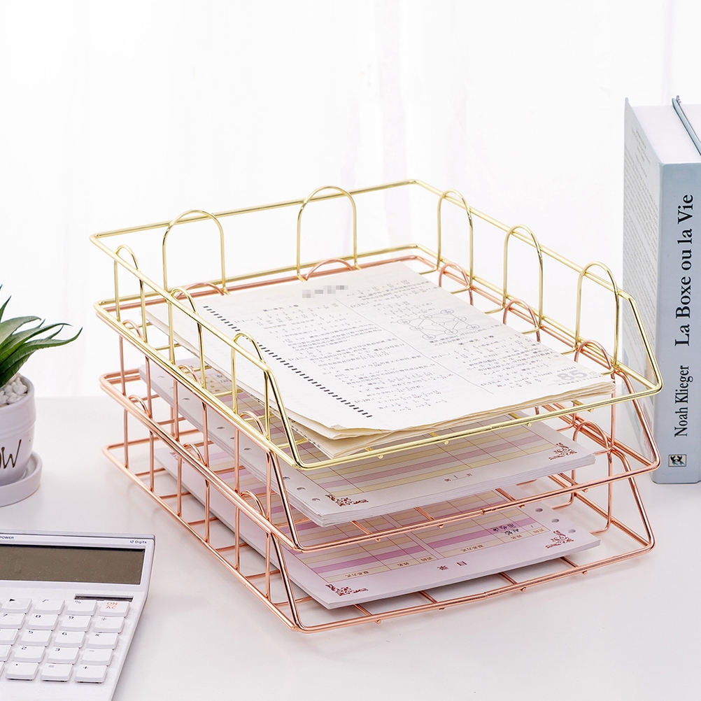 2 Pcs Document Rack Office Accessories File Stackable Holder - Walmart.com