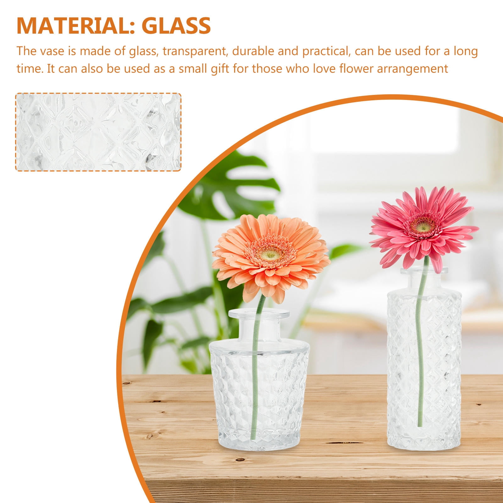 2 Pcs Honeycomb Pattern Glass Vases Clear Contemporary Decor ...