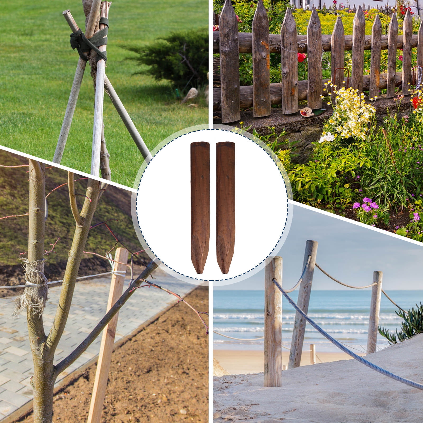 HOMEMAXS 2 Pcs Lawn Decor Anticorrosion Wooden Piles Lawn Stakes 40 ...