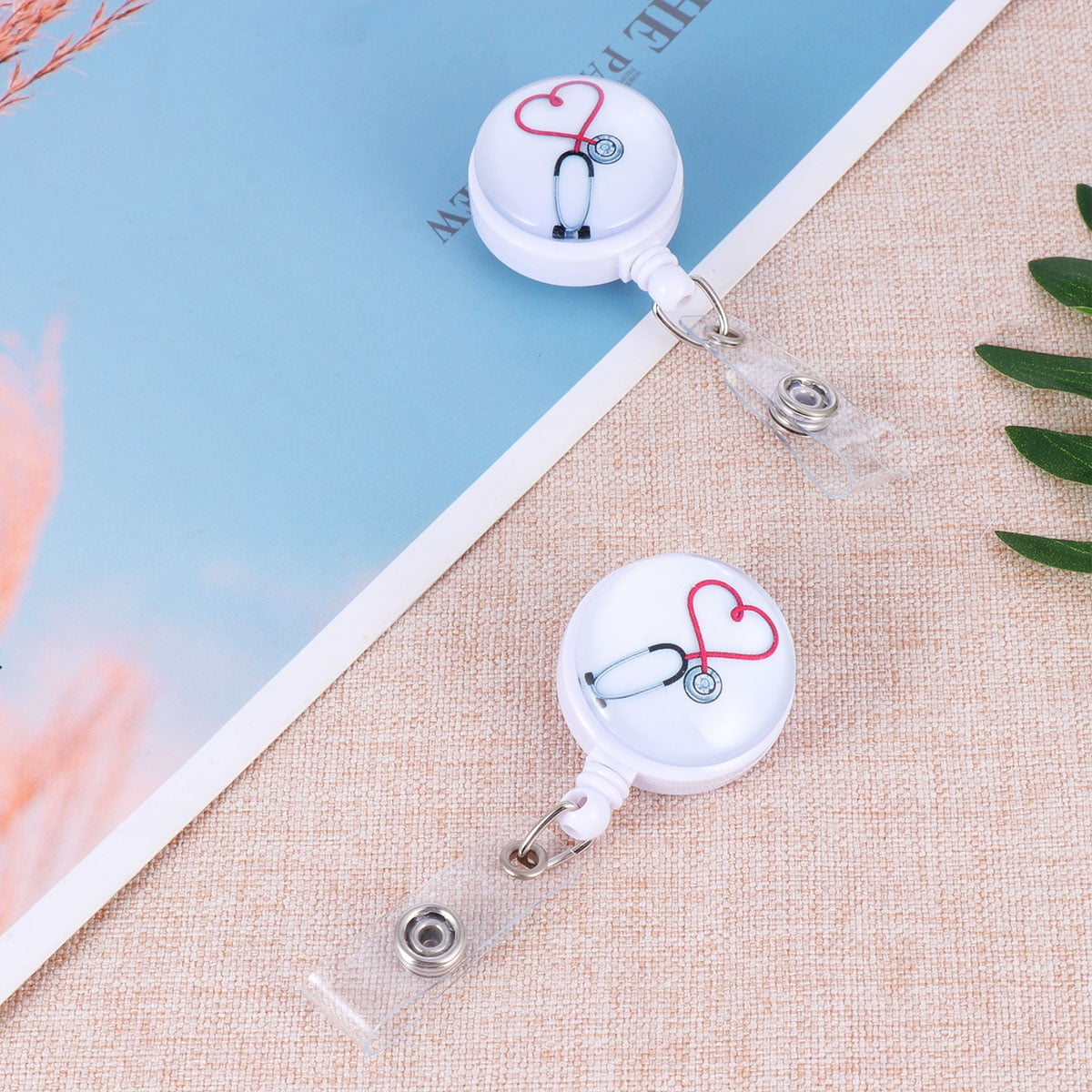 2 Pcs Nurse Easy-to-pull Badge Buckle White Belt Clip Holder Office ...
