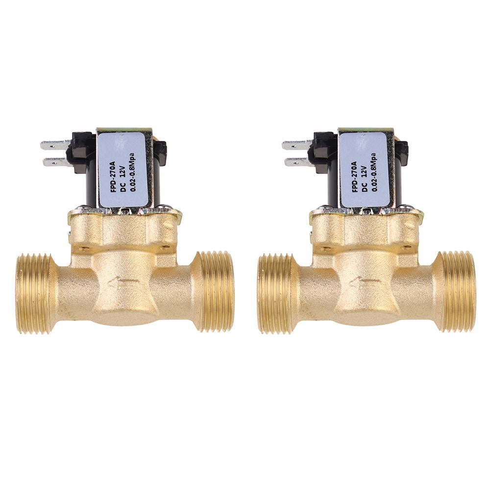 HOMEMAXS 2Pcs Golden Brass Solenoid Valves for Water Inlet Industrial ...