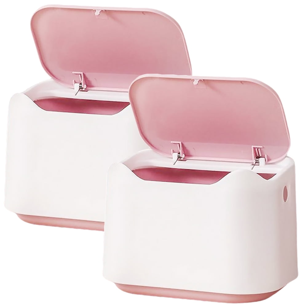HOMEMAXS 2 Pcs Push Trash Can Countertop Black Small Bin Waste Trashcan ...