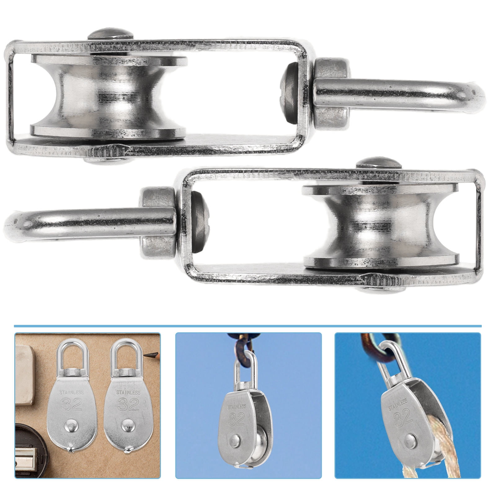 HOMEMAXS 2 Pcs Single Pulley Hanging Wire Towing Wheel Lifting Wire ...