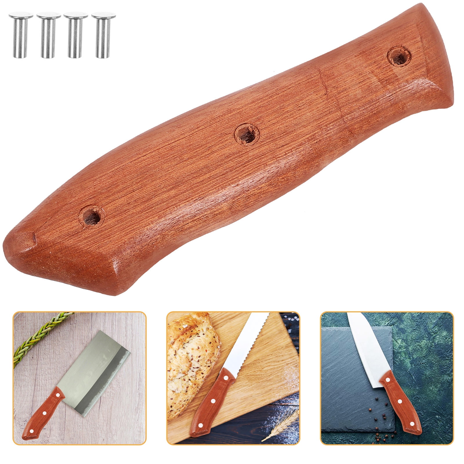 HOMEMAXS 2 Pcs Solid Wood Handle Accessories Chef Kitchen Knife Repair ...