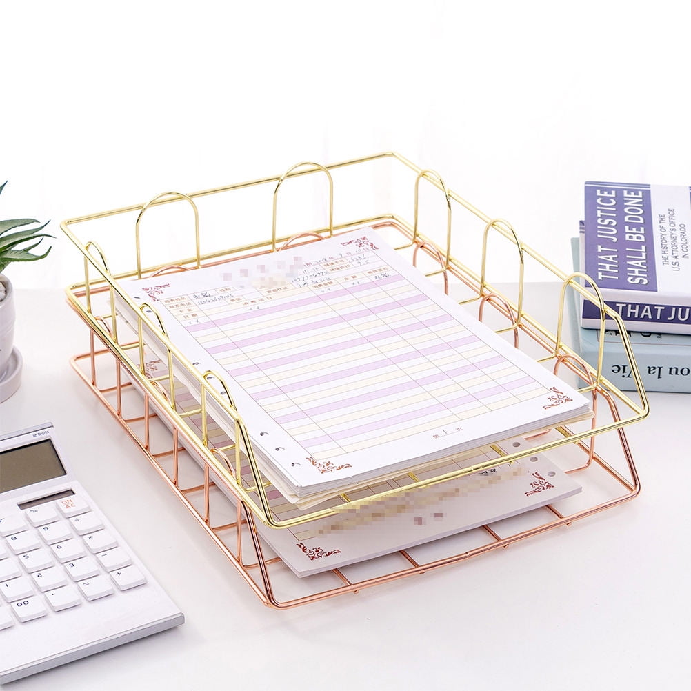 2 Pcs Stackable Paper File Tray Rack Premium Material Work - Walmart.com