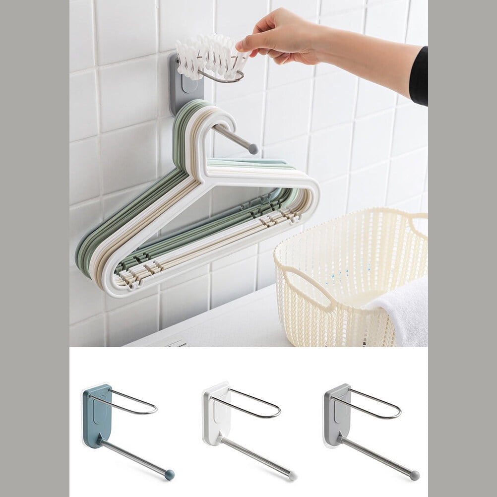 HOMEMAXS 2 Pcs Stainless Steel Hanger Storage Rack Punch Free Wall ...