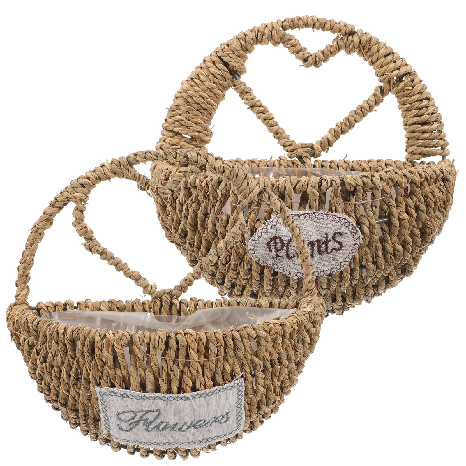 HOMEMAXS 2 Pcs Wall Hanging Straw Flower Basket Plant Storage Baskets ...