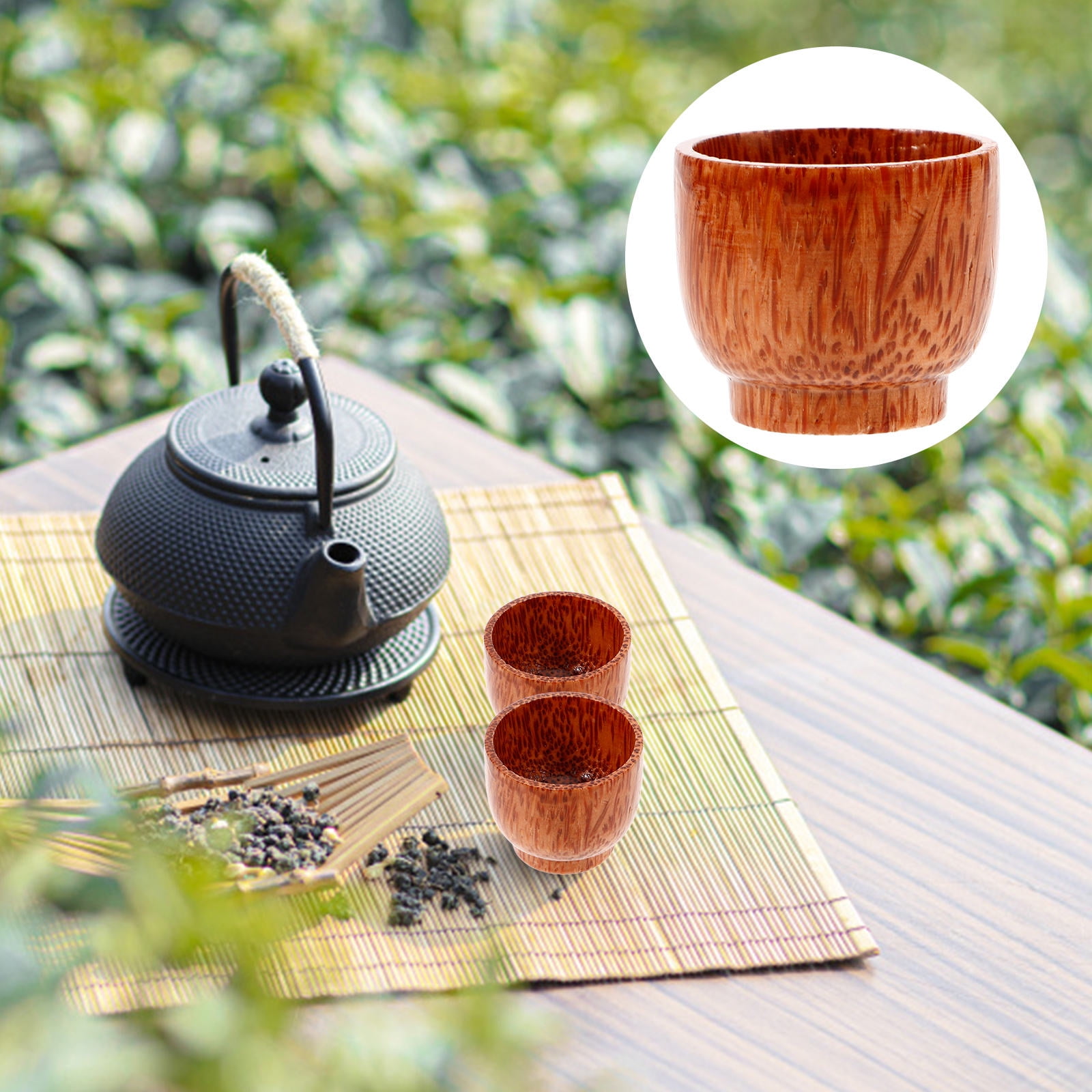 HOMEMAXS 2pcs Wooden Drinking Cup Wood Tea Cup Multi Use Wine Mug ...