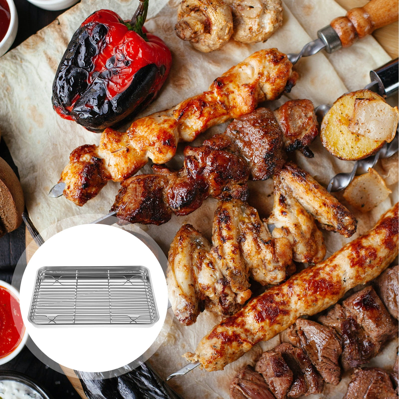 2 Pieces/Set Bakers Cooling Rack Pan with for Oven Nonstick Large ...