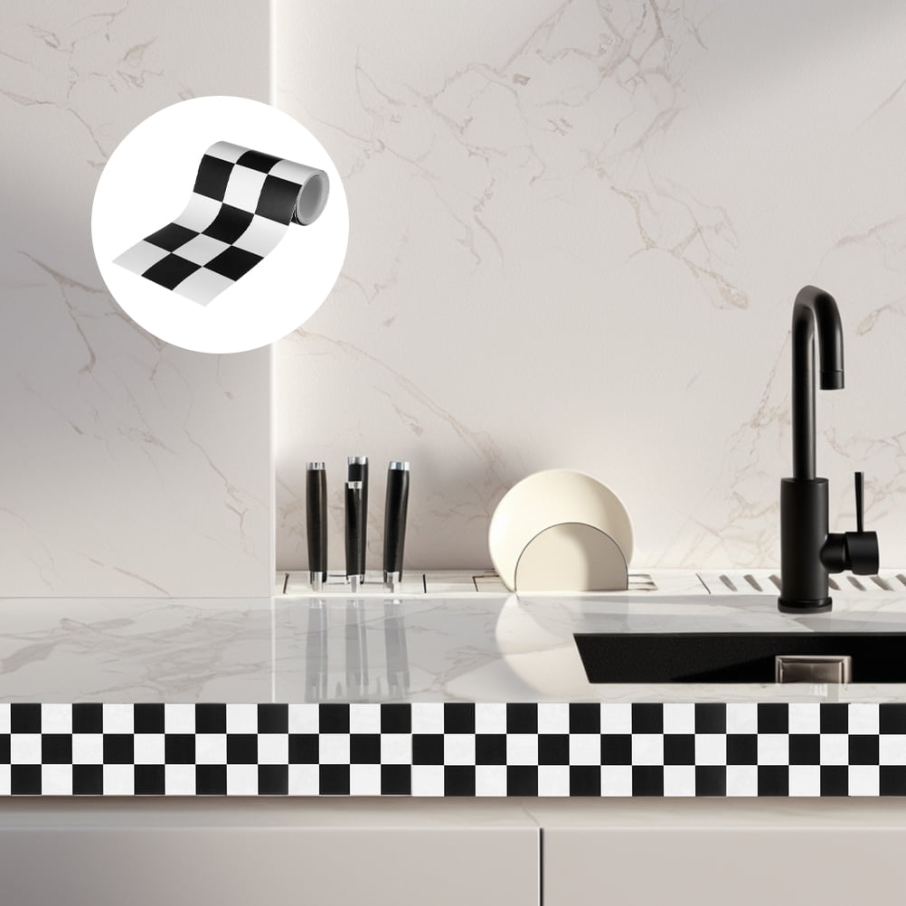 HOMEMAXS 2 Rolls Wallpaper Border Black White Checkerboard Patterns ...