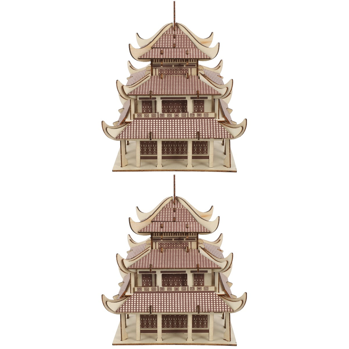 HOMEMAXS 2 Sets Ancient Building Puzzle Kit Wooden Craft Model Adult ...