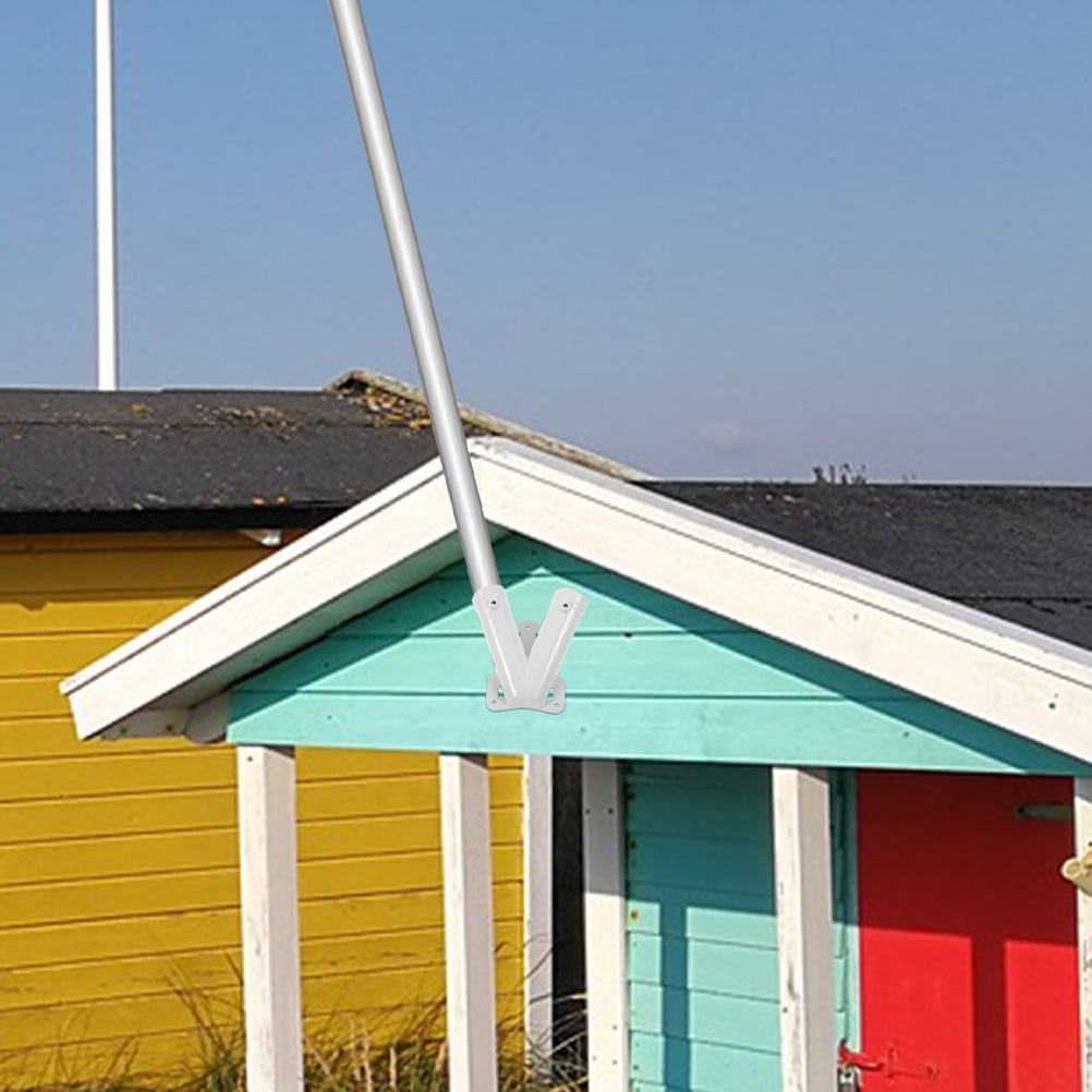 HOMEMAXS 2 Sets Flagpole Base Post Double Bracket Holder Brackets Poles ...