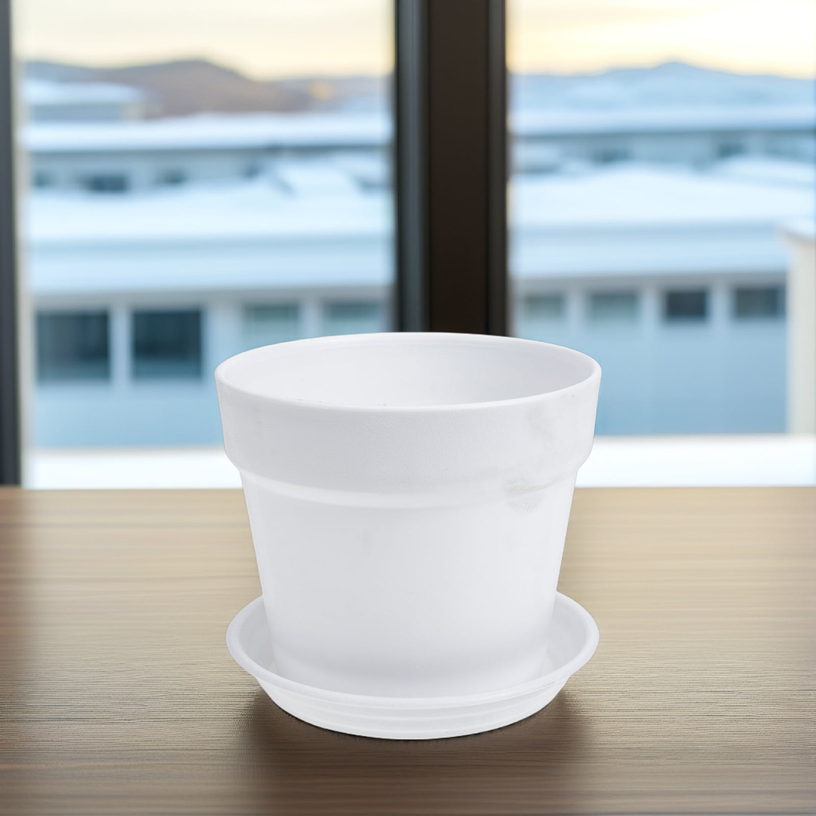 2 Sets Garden Ceramic Lookwith Tray Simple Flower Pots for Balcony ...