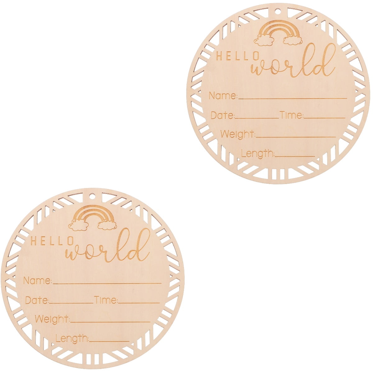2 Sets Infant Birth Announcement Sign Smooth Wooden Baby Name Sign ...