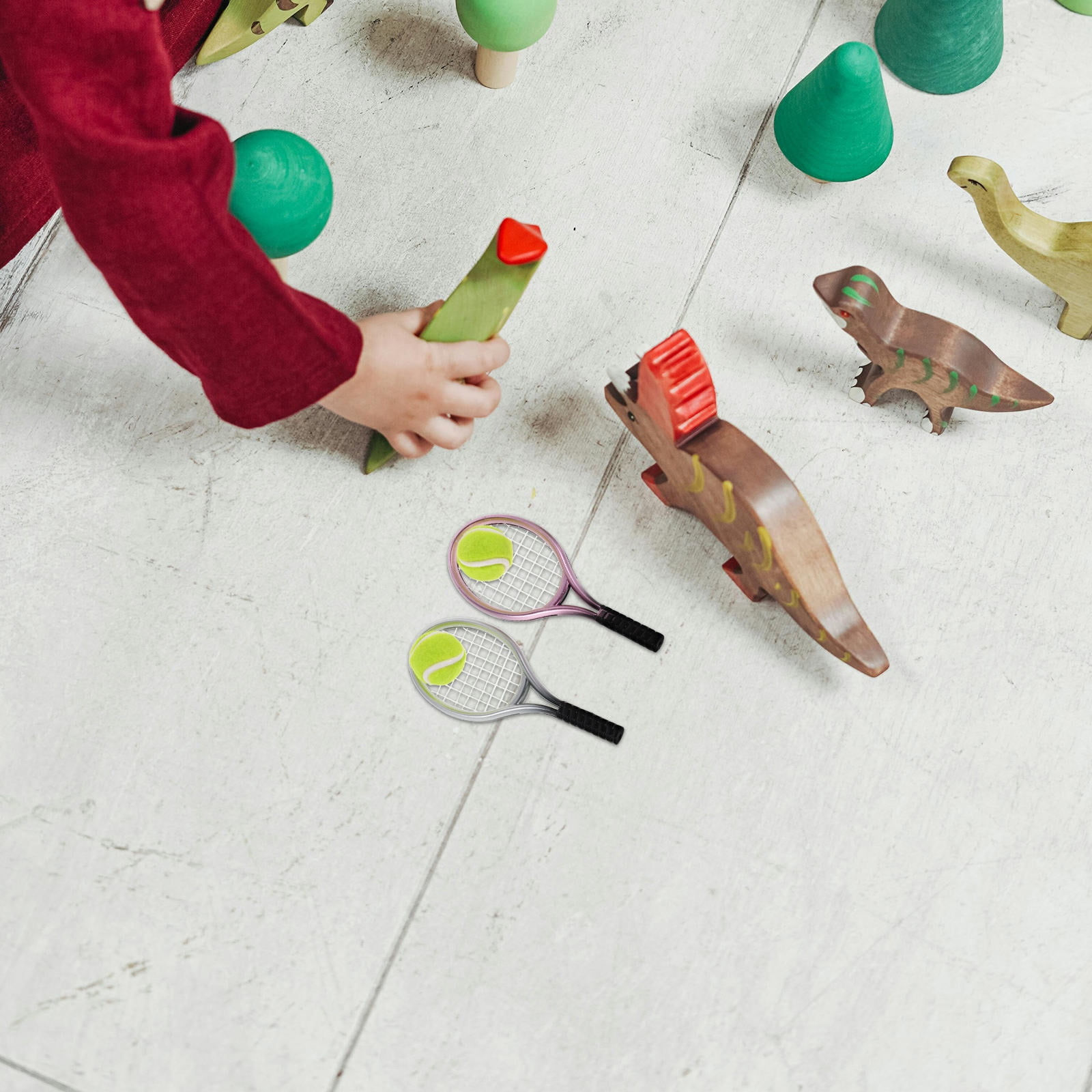 HOMEMAXS 2 Sets Miniature Tennis Rackets And Balls Realistic Tennis ...