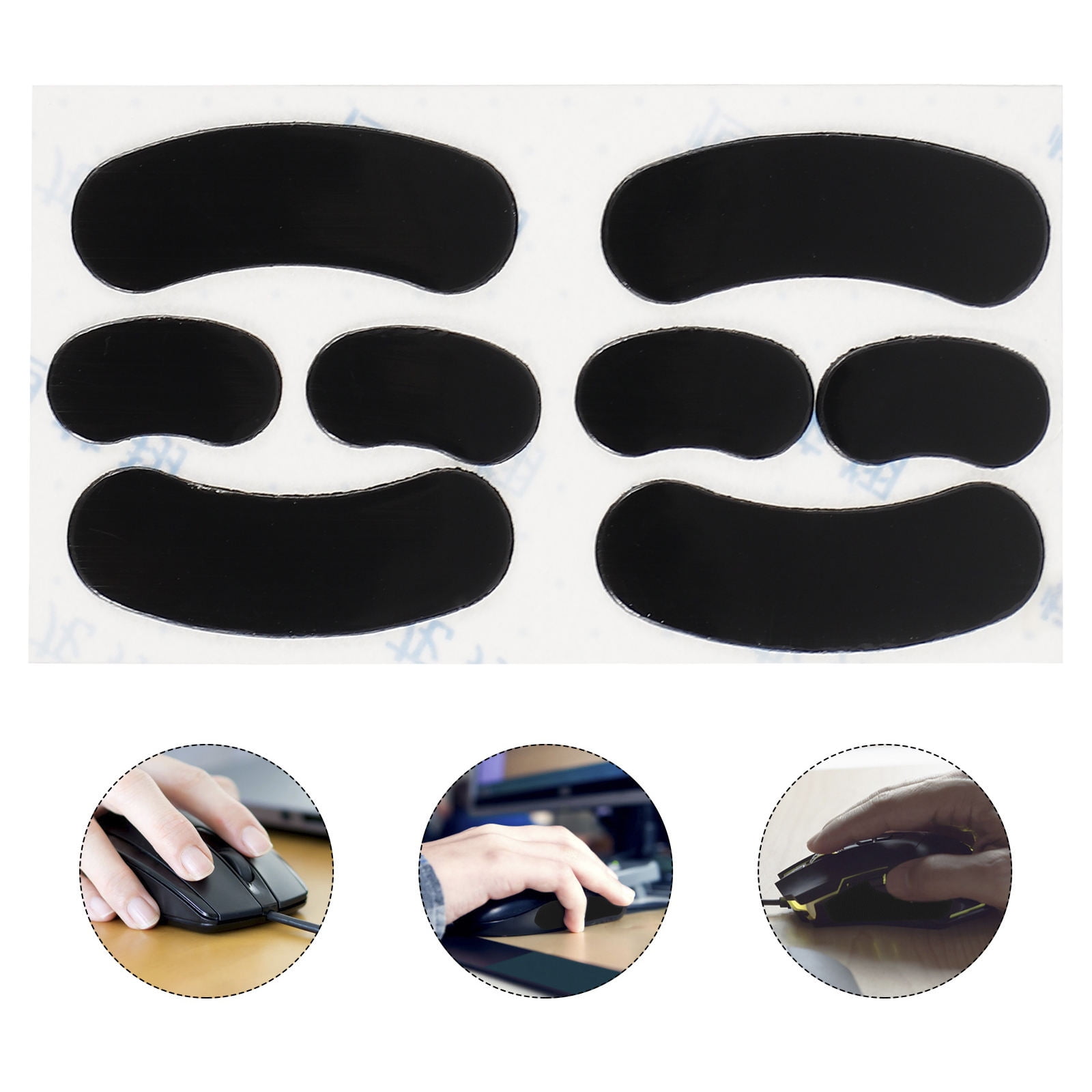 HOMEMAXS 2 Sets Mouse Foot Stickers Mouse Pad Friction 6X4X0.1CM Black ...