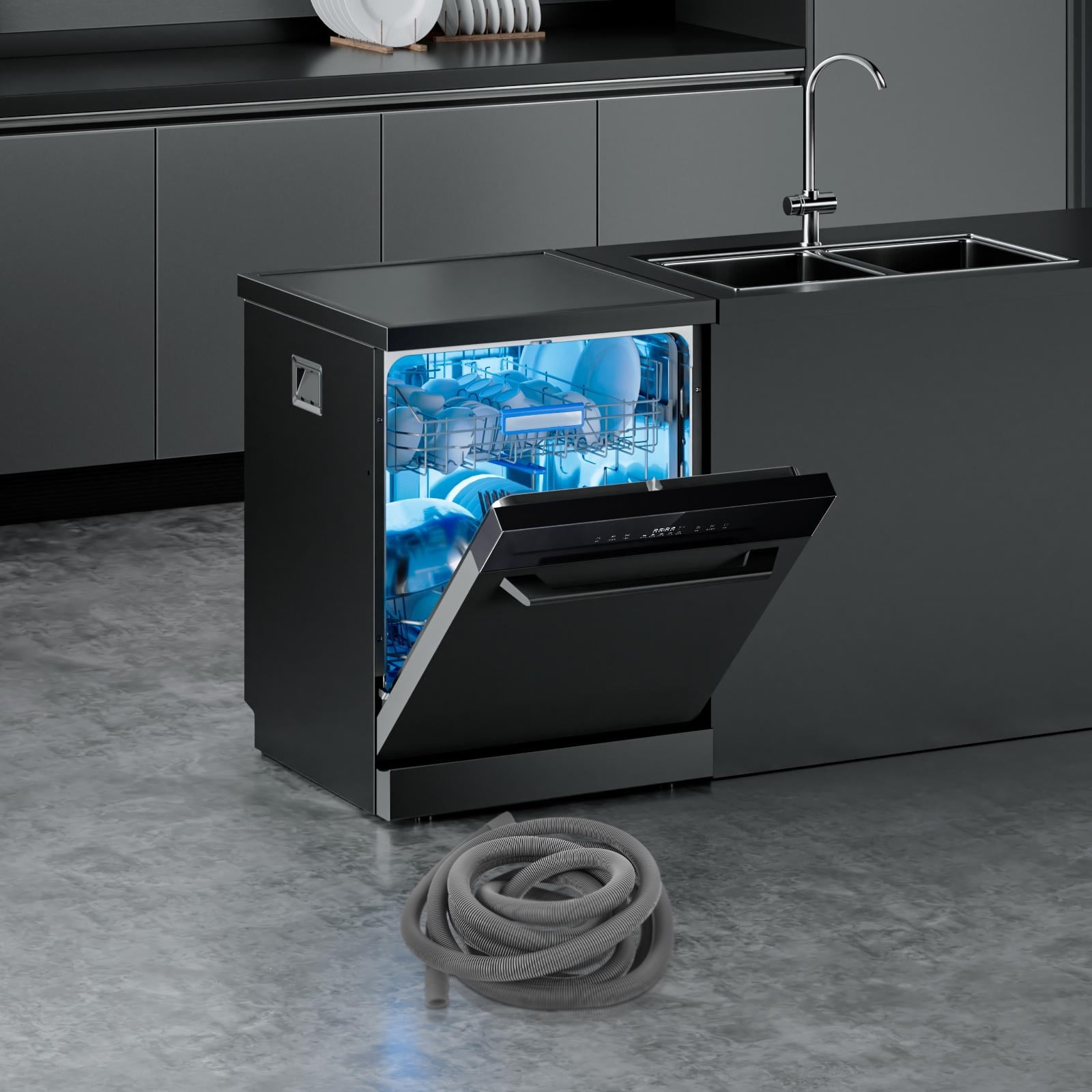 HOMEMAXS 2 Sets Washing Machine Supply Hose Sewer Pipe Extension ...