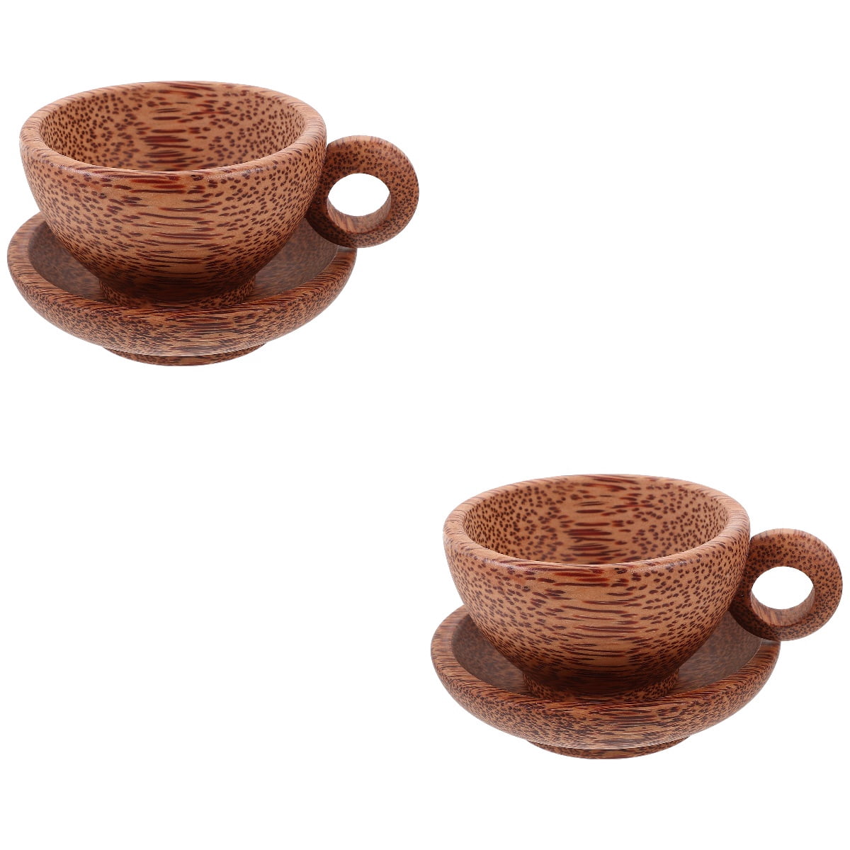 HOMEMAXS 2 Sets Wooden Handle Tea Cup Round Coffee Mug Water Drinking ...