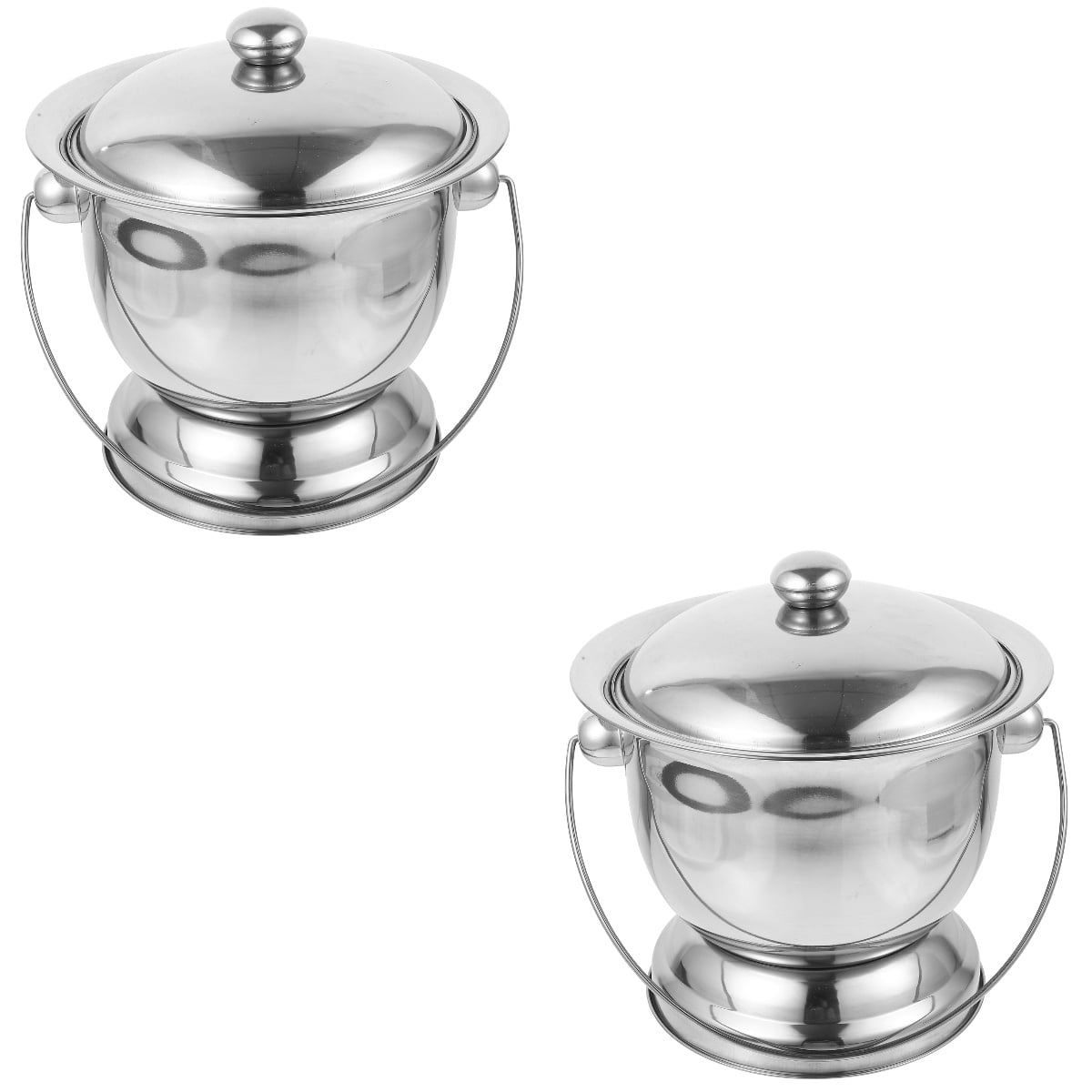 HOMEMAXS 2 Sets of Chamber Pot Metal Urine Bucket with Lid Portable ...
