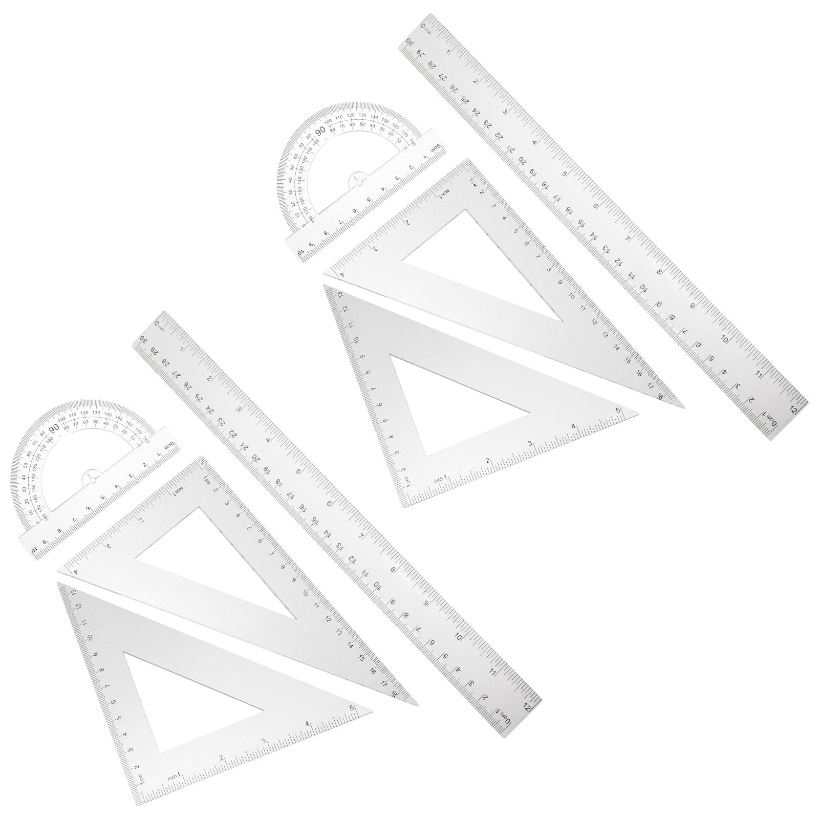 HOMEMAXS 2 Sets of Geometry Ruler Set Protractor Student Drafting Ruler ...