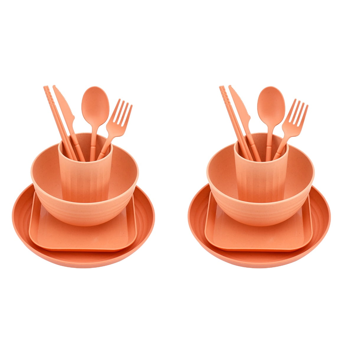 HOMEMAXS 2 Sets of Wheat Straw Dinnerware Set Party Dinnerware Kit Bowl ...