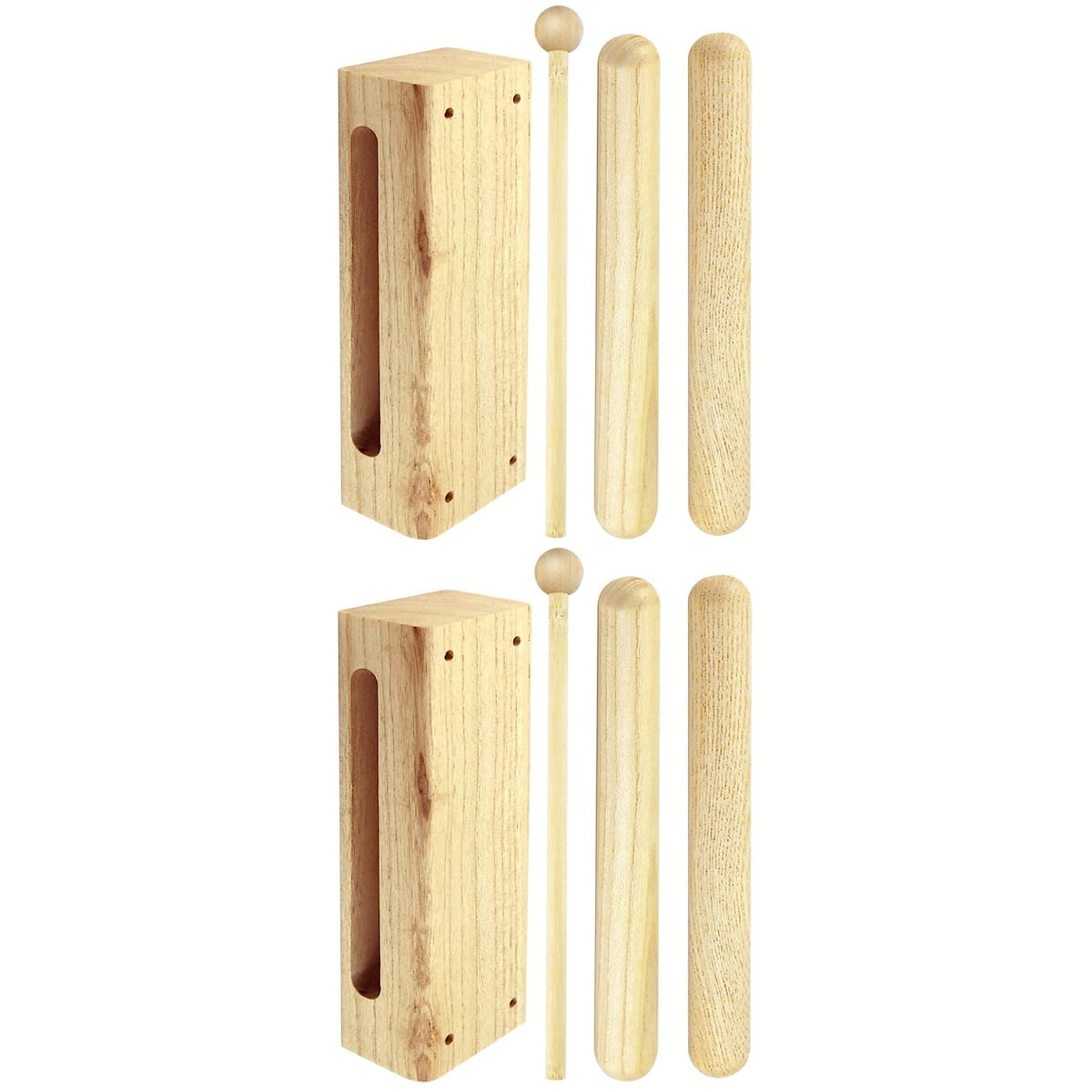 HOMEMAXS 2 Sets of Wood Rhythm Block Musical Percussion Instrument with ...