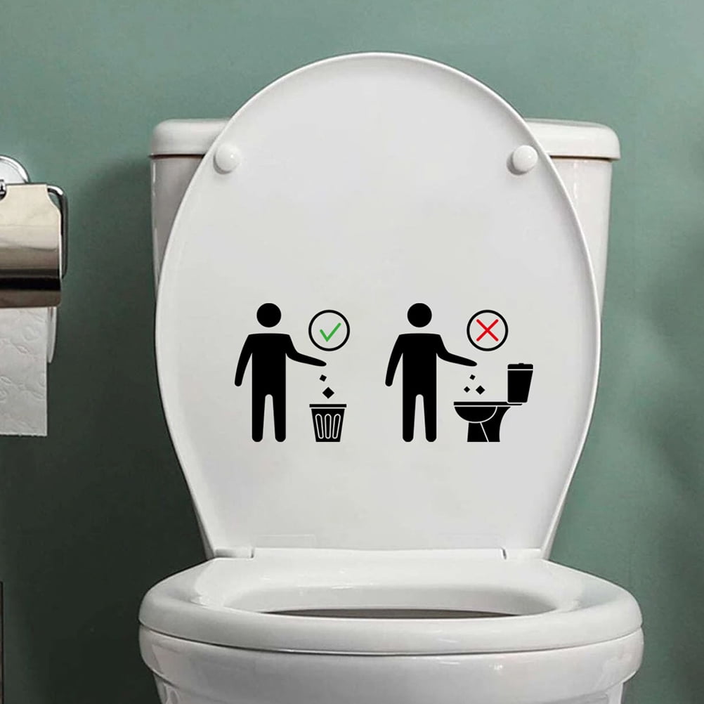 HOMEMAXS 2 Sheets Eye-catching Toilet Warning Stickers in Black PVC for ...