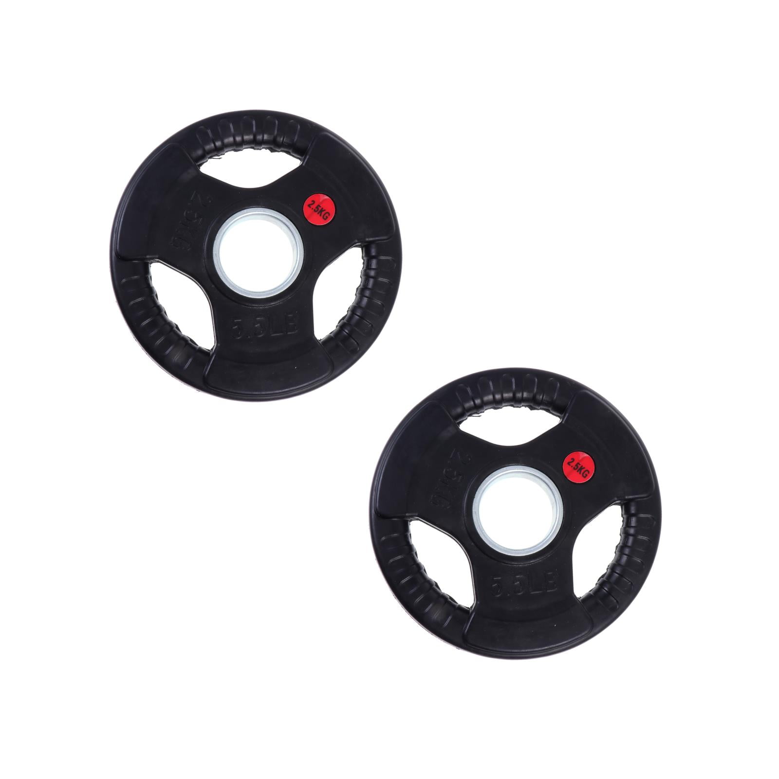 2 pcs Full Weight Coated Iron Dumbbell Barbell Plate Three Hole Coated ...