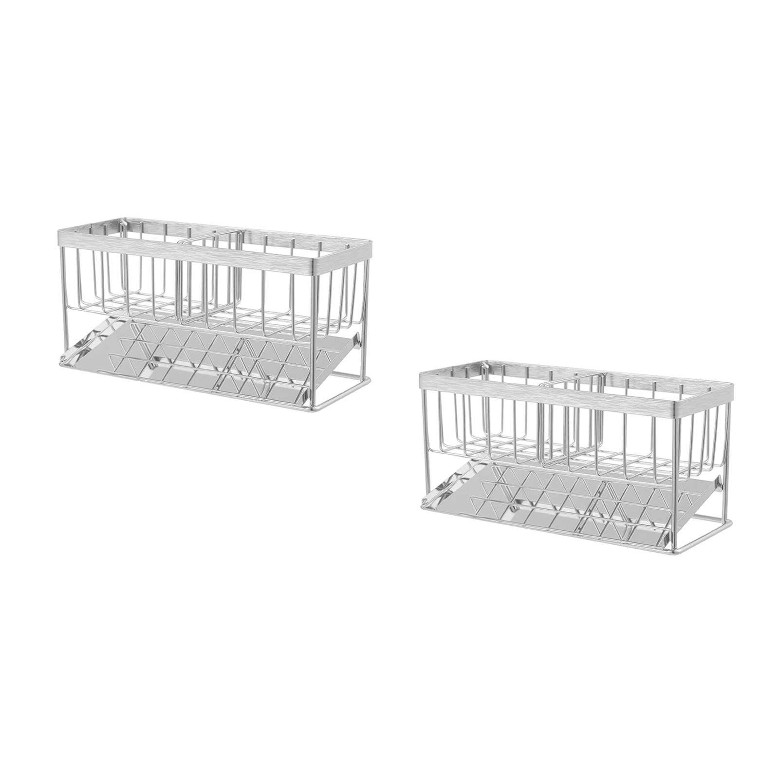 HOMEMAXS 2 pcs Stainless Steel Rack with Drainage Tray Holder Kitchen ...