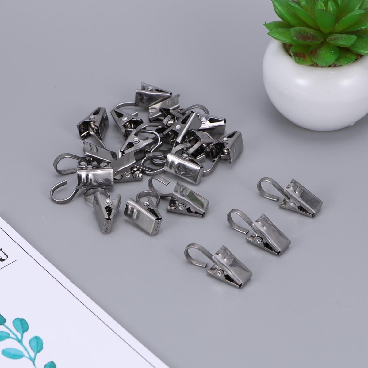 20 PCS Hanger Curtain Hook Hospital Use Clips Satin Nickel - Walmart.com