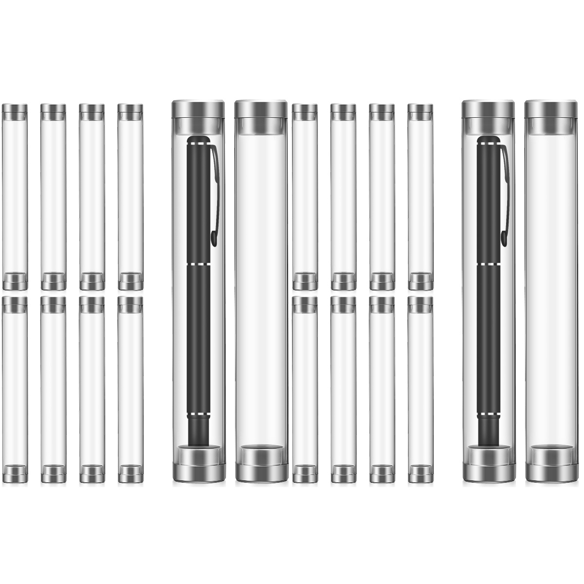 HOMEMAXS 20 Pcs Acrylic Pen Cases Clear Empty Single Pen Display ...