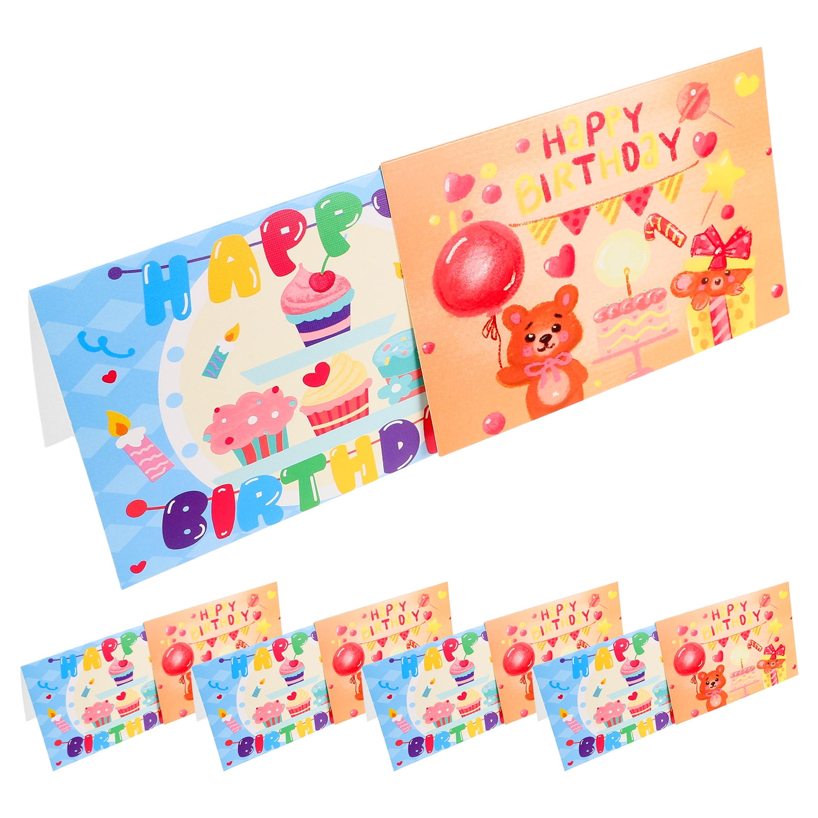 BEADCEST Happy Birthday Greeting Cards Multi Color Foldable Blank Cards ...