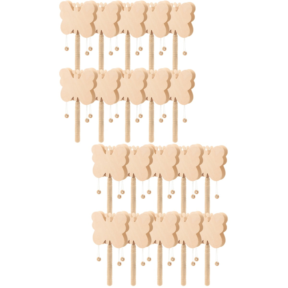 HOMEMAXS 20 Pcs Wooden DIY Rattle-drum Unpainted DIY Wood Rattle-drum ...
