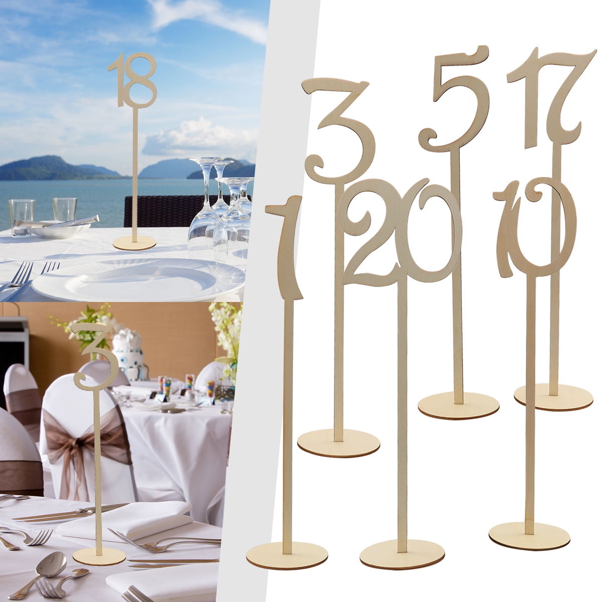 20 Pcs Wooden Seat Sign Table Number Numbers for Wedding Names Dining ...