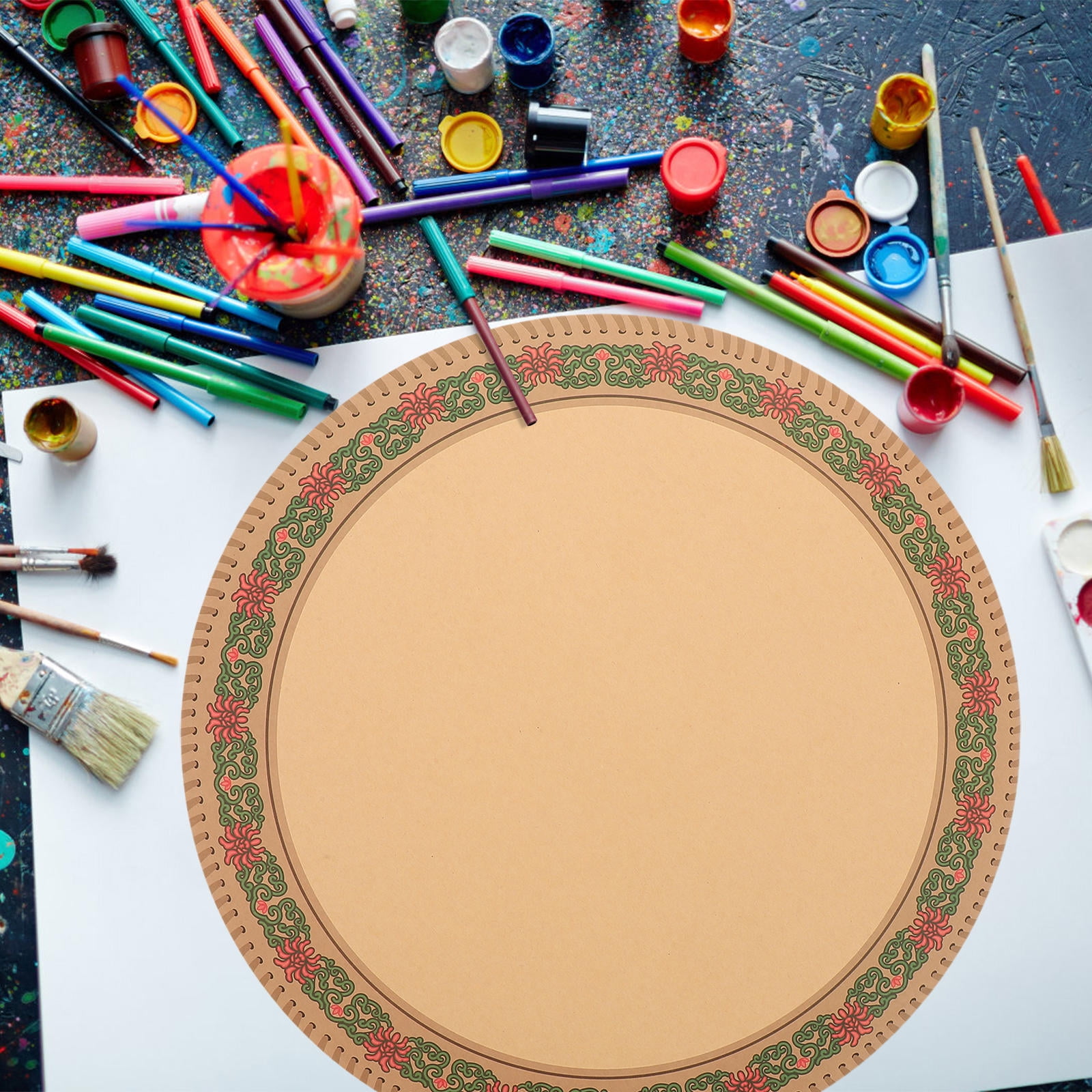 HOMEMAXS 20 Sheets Circular Ethnic Art Paper With Floral Borders ...