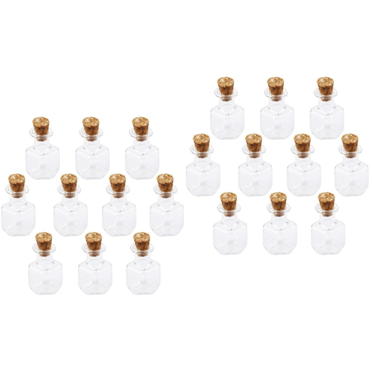 HOMEMAXS 20 pcs Cubic Shape Mini Glass Bottles Jars with Cork Wish Note ...
