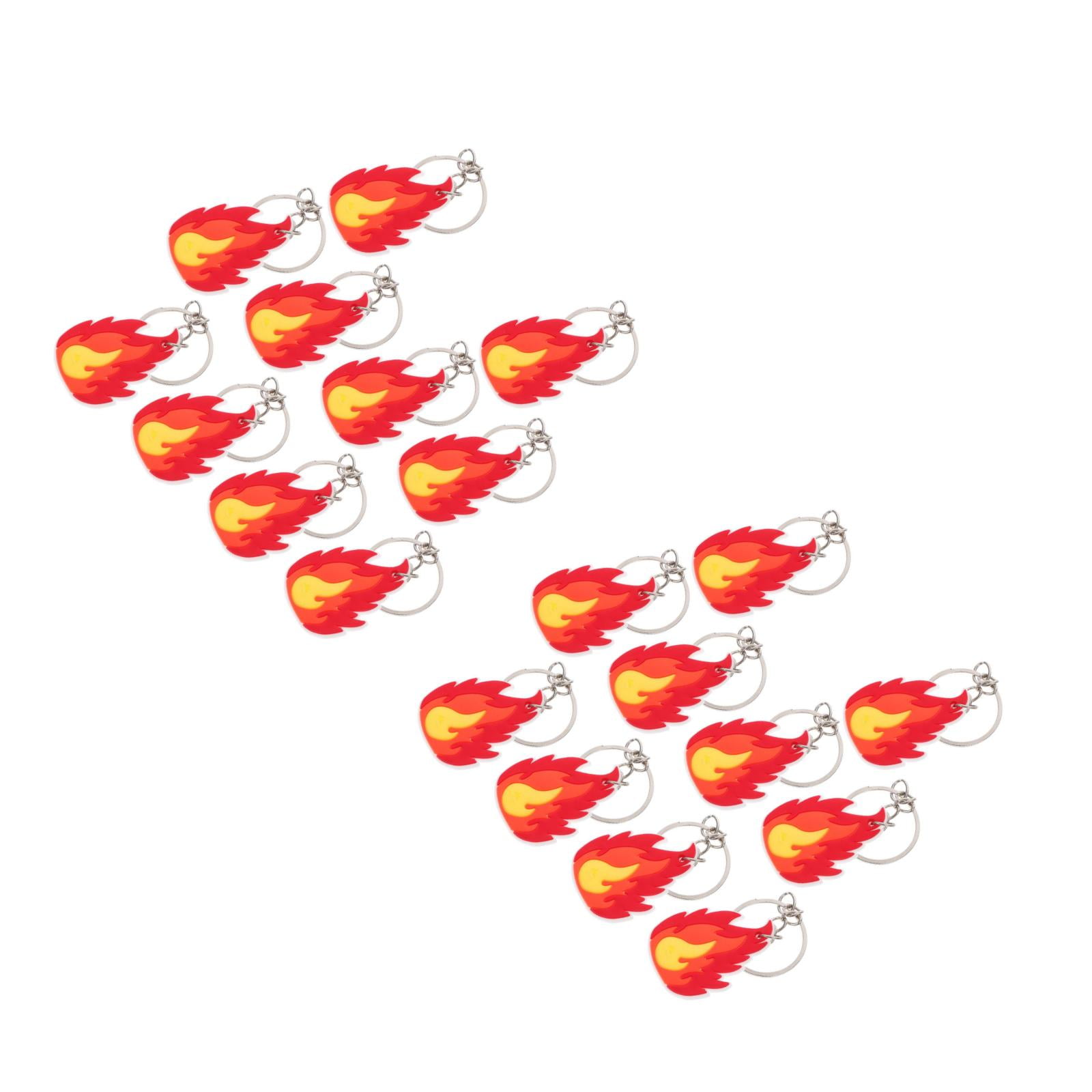 HOMEMAXS 20 pcs Flame Fire Key Rings Firefighter Keychain Firefighter ...