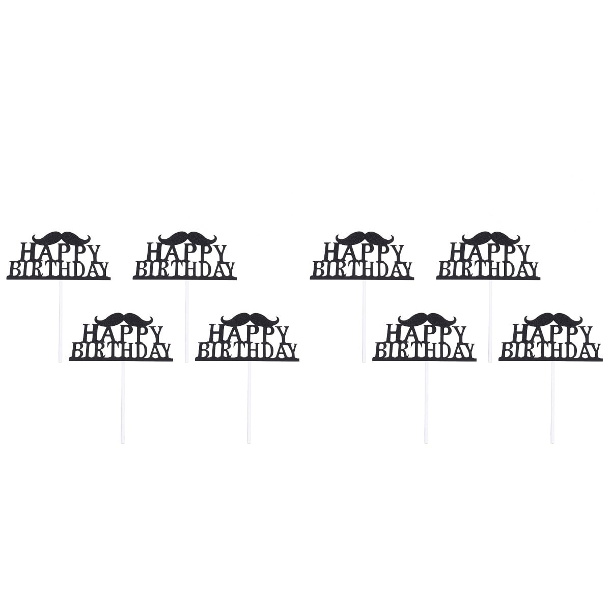 HOMEMAXS 20 pcs Glitter Mustache Happy Birthday Cake Picks Cupcake ...