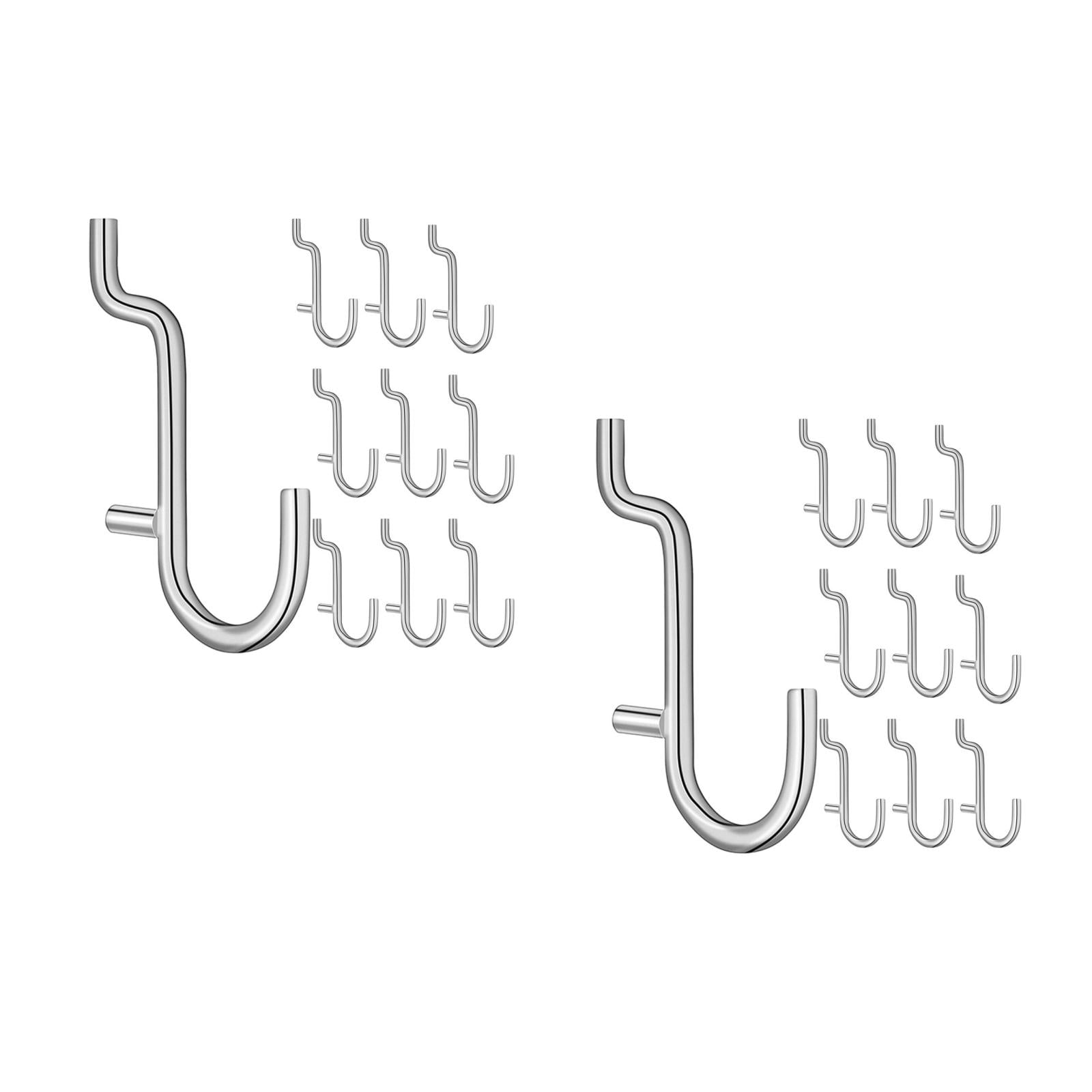 HOMEMAXS 20 pcs Heavy-Duty Metal Pegboard Hooks Stainless Steel Utility ...