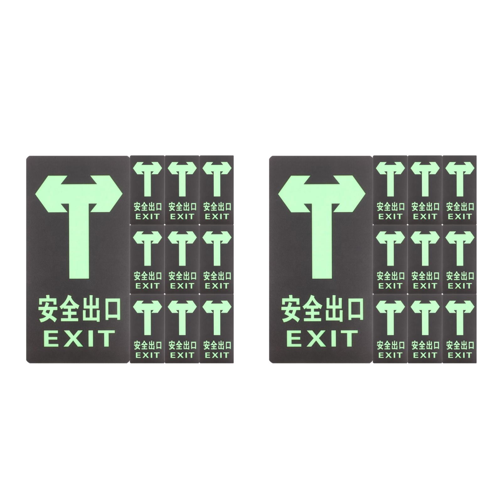 HOMEMAXS 20 pcs Luminous Exit Sign Stickers Reflective Emergency Exit ...
